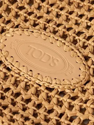 TOD'S Ebl Mini Woven Raffia Bucket Bag - Brown