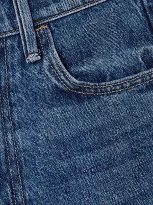MOTHER The Half Pipe Bermuda Frayed Denim Shorts - Blue