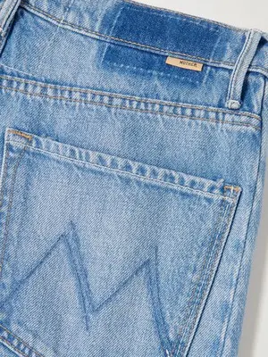 MOTHER The Half Pipe Ankle Cuff Fray High-rise Wide-leg Jeans - Blue