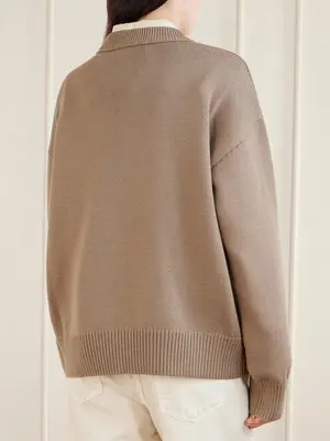 AMI Paris Intarsia Wool And Cotton-blend Sweater