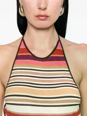 Faithfull The Brand Maretta Striped Halterneck Dress - Neutrals