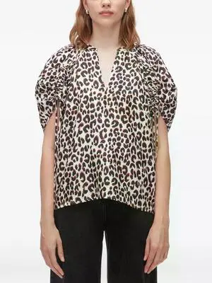 3.1 Phillip Lim Animal Print V-neck Top - Neutrals