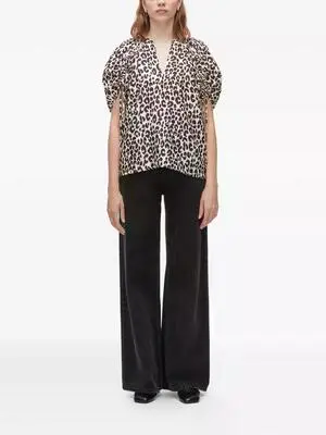3.1 Phillip Lim Animal Print V-neck Top - Neutrals