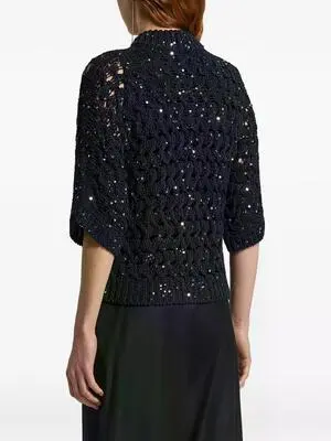 Peserico Sequin Zip-up Cardigan - Blue