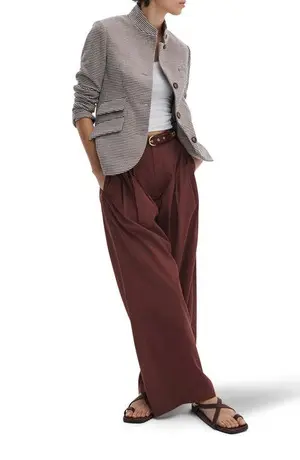 Rag & Bone Slade Grid Print Cotton Blend Blazer - Brown Grid