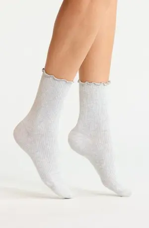 Nordstrom Lettuce Edge Quarter Crew Socks - Light Grey Heather