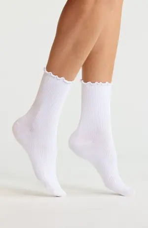 Nordstrom Lettuce Edge Quarter Crew Socks - White