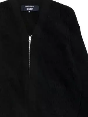 Comme Des Garçons Zip-up Ribbed Knit Cardigan