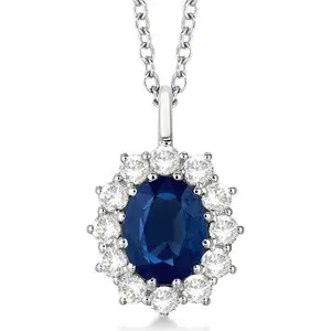 ALLUREZ Oval Pendant Necklace 14k - White Gold