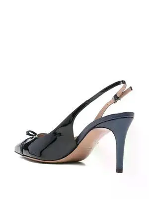 FESTA MILANO Bow-detail Leather Slingback Pumps