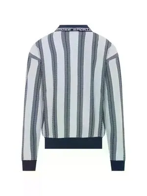 Martine Rose Striped Zip Polo Shirt - Blue