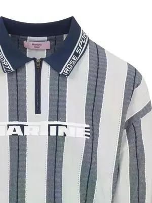 Martine Rose Striped Zip Polo Shirt - Blue