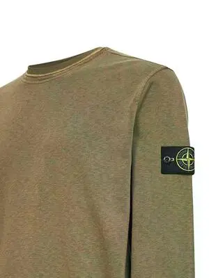 Stone Island Ribbed Logo-patch Sweatshirt - Green