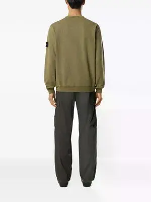 Stone Island Ribbed Logo-patch Sweatshirt - Green