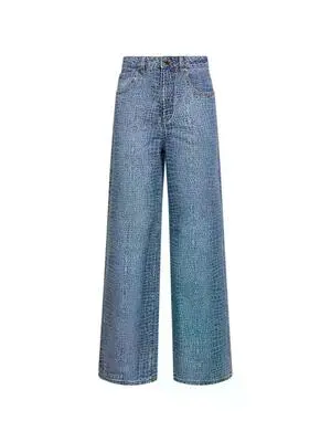 SELF-PORTRAIT Croco-effect Rhinestone Jeans