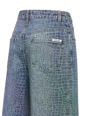 SELF-PORTRAIT Croco-effect Rhinestone Jeans