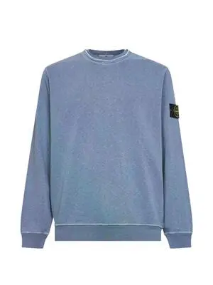 Stone Island Ribbed Sweatshirt With Badge - Blue