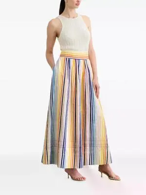 TOCCIN Striped Cotton Midi Skirt