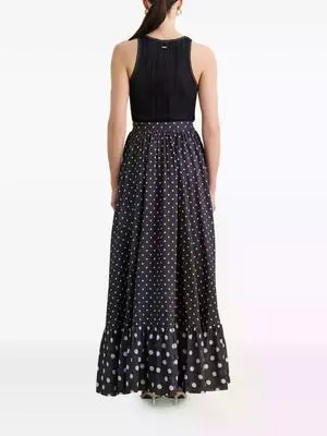TOCCIN Polka-dot Tiered Maxi Skirt - Blue