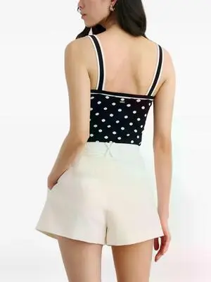 TOCCIN Avalon Polka-dot Knitted Silk Top - Blue
