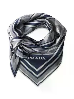 Prada Printed Silk Scarf - Blue