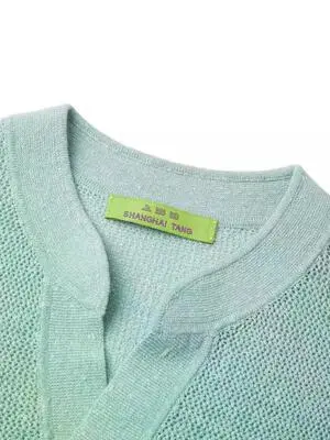Shanghai Tang Textured Knit V-neck T-shirt