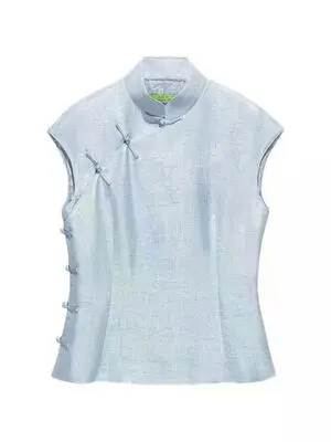 Shanghai Tang Frog-button Sleeveless Blouse