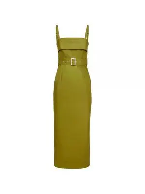 TOCCIN Theodora Belted Midi Dress - Green