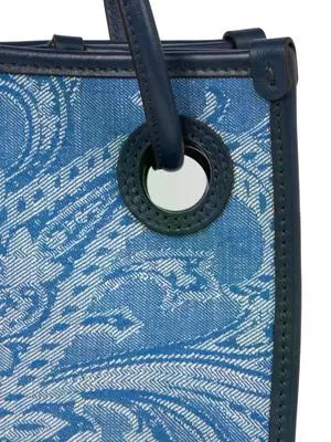 Etro Medium Jacquard Denim Tote Bag - Blue
