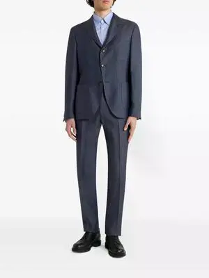 Etro Chevron Single-breasted Linen Jacket - Blue