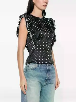 SELF-PORTRAIT Ruffled Polka-dot Top