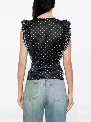 SELF-PORTRAIT Ruffled Polka-dot Top