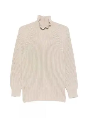 Max Mara Ruffled Cotton Sweater - Neutrals