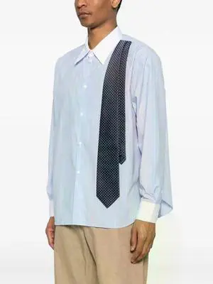 CHARLES JEFFREY Striped Tie Shirt - Blue