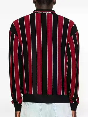 Martine Rose Striped Zip Polo Shirt - Black