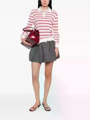 SHUSHU/TONG Striped Polo Top - White