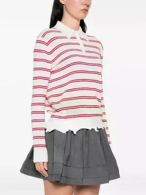 SHUSHU/TONG Striped Polo Top - White