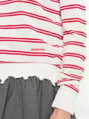 SHUSHU/TONG Striped Polo Top - White