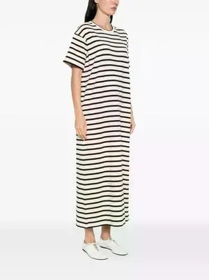 JIL SANDER Striped Short Sleeve Dress - Neutrals