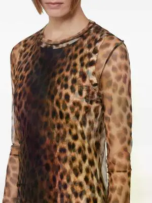 Sportmax Leopard Print Long Sleeve Dress - Neutrals