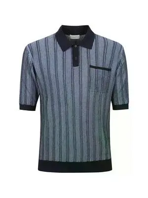 BALLANTYNE Striped Pocket Polo Shirt - Blue