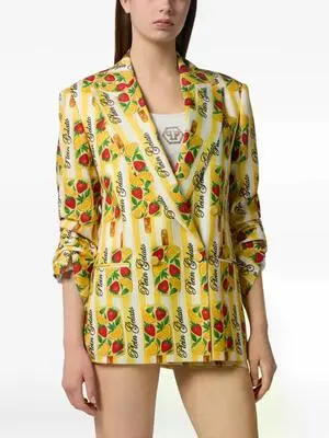 Philipp Plein Striped Double-breasted Blazer - Yellow