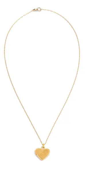 GWEN BELOTI Etched Heart Locket Pendant Necklace - Gold