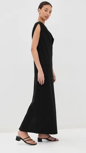 Co Draped Midi Dress With Off-the-shoulder Neckline