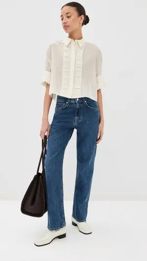TWP Ruffle Button Down Top - Ivory