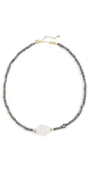 Chan Luu Carved Bone Fish Beaded Necklace - Labradorite