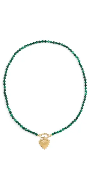 HART Gemstone Strand Heart Necklace - Green