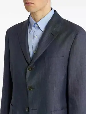 Etro Chevron Single-breasted Linen Jacket - Blue