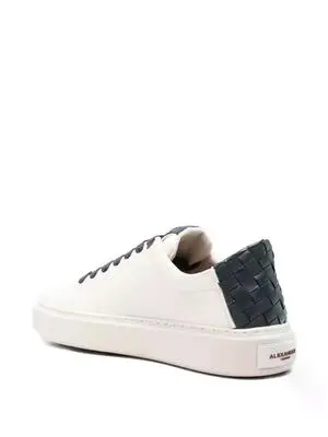 ALEXANDER SMITH Woven Panel Leather Sneakers