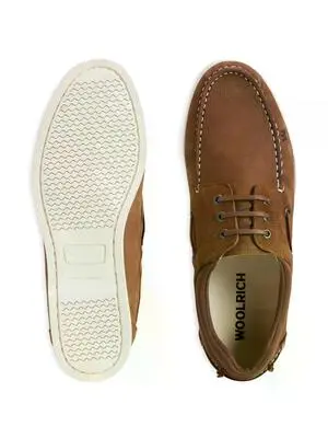 Woolrich Lace-up Leather Boat Shoes - Brown
